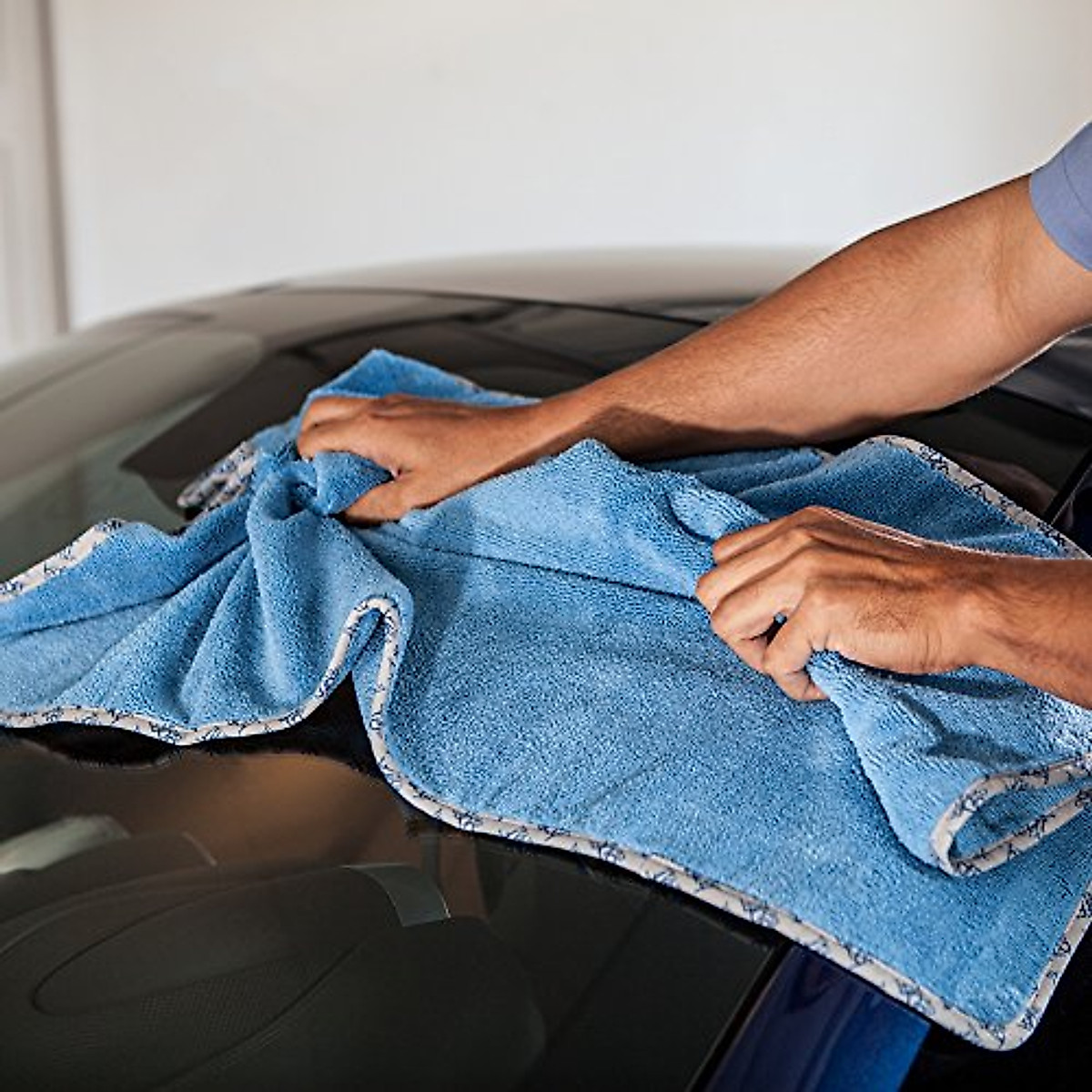 MW Pro Detail Microfiber Car Towels (24"x 36") | 400 GSM | 80/20 Blend | Tagless | Soft Satin Piped Edges | All-Purpose Auto Detailing - Wax, Buff, Polish, Wash, Dry | 2 Pack (Blue)