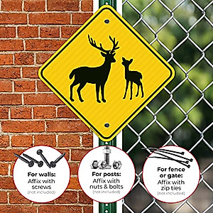 Deer with Fawn Crossing Sign, 18x18 Inches, 3M AEGP Reflective.063 Aluminum, Fade Resistant, Made in USA by Sigo Signs