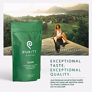 Purity Coffee EASE Dark Roast Low Acid Organic Coffee - USDA Certified Organic Specialty Grade Arabica Whole Bean Coffee - Third Party Tested for Mold, Mycotoxins and Pesticides - 12 oz Bag