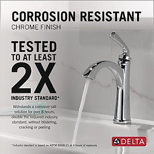 Delta Faucet Geist Single Hole Bathroom Faucet, Chrome Bathroom Faucets for Sink 1 Hole, Bathroom Sink Faucet, Faucet for Bathroom Sink, Drain Assembly Included, Chrome 15864LF