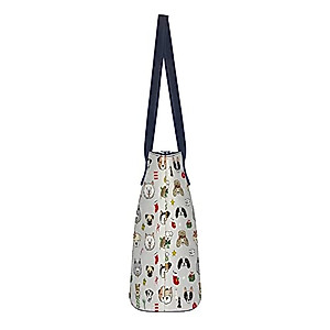 Christmas Dogs Doodle Women's Tote Bag PU Leather Shoulder Bag Handbags Purse For Work Shopping Travel
