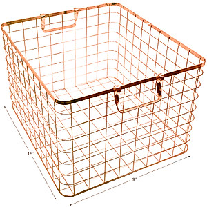 Set of 3 Nested Wire Basket Trays for Storage and Organizing (Rose Gold)