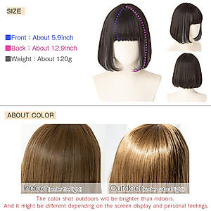 ブライトララ BRIGHT LELE Nature Full Short Straight Bob Hair With Natural Bangs Wigs for Woman Synthetic Hair Wig for Daily Party Cosplay Wig HF1443-RC