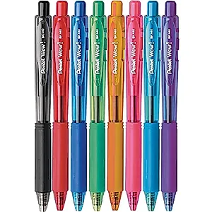 Pentel Bk440bp8m Wow! Retractable Ballpoint Pen, 1Mm, Assorted Barrel, Assorted Ink, 8/Pack