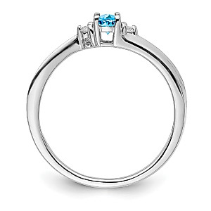 IceCarats 925 Sterling Silver Swiss Blue Topaz Diamond Ring Gemstone Band December Birthstone Jewelry Size 8.00