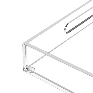 KOTEMON Acrylic Serving Tray with Handles-16x12x2.36Inch-Decorative Tray Letter Tray Organizer for Ottoman Coffee Table Countertop, Clear