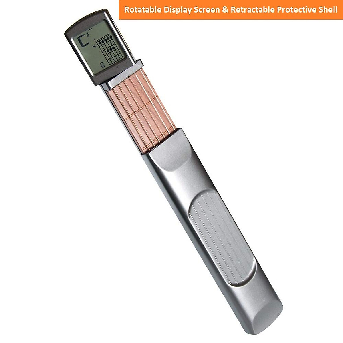 Moreup Digital Guitar Chords Trainer, Portable 6 Fret Guitar Practice Neck Tool with Rotatable Screen Showing Chords Chart Metronome (Model B)