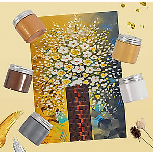 Tavolozza 6 Colors Metallic Acrylic Paints (60ml/2oz Bottles) for Canvas, Styrofoam, Crafts, Wood Painting, Vibrant Paints for Kids, Adults, Beginner & Professional Art