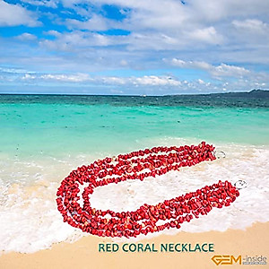 GEM-Inside Red Coral Chips Dyed Fashion Bohemia Necklace for Women Fashion Loose Beads for Jewelry Making Stand String Beaded Necklace 18-21 inches