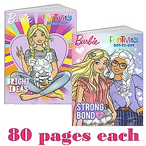 Barbie Funtivity Dot-to-Dot Activity & Coloring Book Set for Kids Toddlers - Set of 2 Books 'Bright Ideas' & 'Strong Bond'
