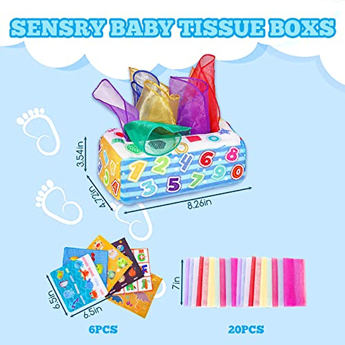 Carreuty Baby Tissue Box Toy for Babies Montessori Toy for Baby and Toddlers Sensory Toy Magic Baby Toy Learning Toy Educational Toy Kids Early Learning Toys Baby Gifts 30 PCS