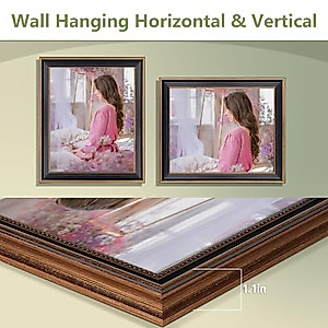 Space Art Deco, 16x20 Ornate Picture Frame Without Mat for 16x20 Photo,Shatter-Resistant Glass Sawtooth Hangers Wall Mount Display(Color Black/Ornate Gold)