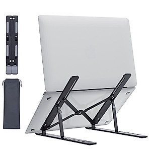 Uniwit 6 Levels Adjustable Laptop Notebook Stand Holder,Foldable Portable Aluminum Alloy Riser Laptop Holder, Ventilated and Lightweight Compatible for Macbook, Laptop, Notebook Computer,Tablet(Black)