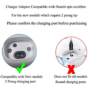 WUKUR Charger for Homitt Electric Spin Scrubber, AC Adapter for Homitt Scrubber HM115C, HM115CW, HM115CD,HM115CG HM204C and More, Replacement Homitt Charger 2 Prong Adapter