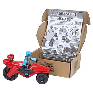 Zing Stikbot Megabots - Red (Turbo Cycle) Stikbot Poseable Collectible Stop Motion Action Figures and Mega Vehicles