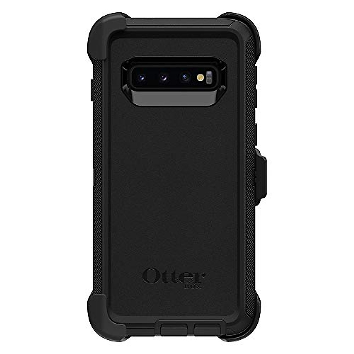 OtterBox Galaxy S10 Defender Series Case - BLACK, rugged & durable, with port protection, includes holster clip kickstand