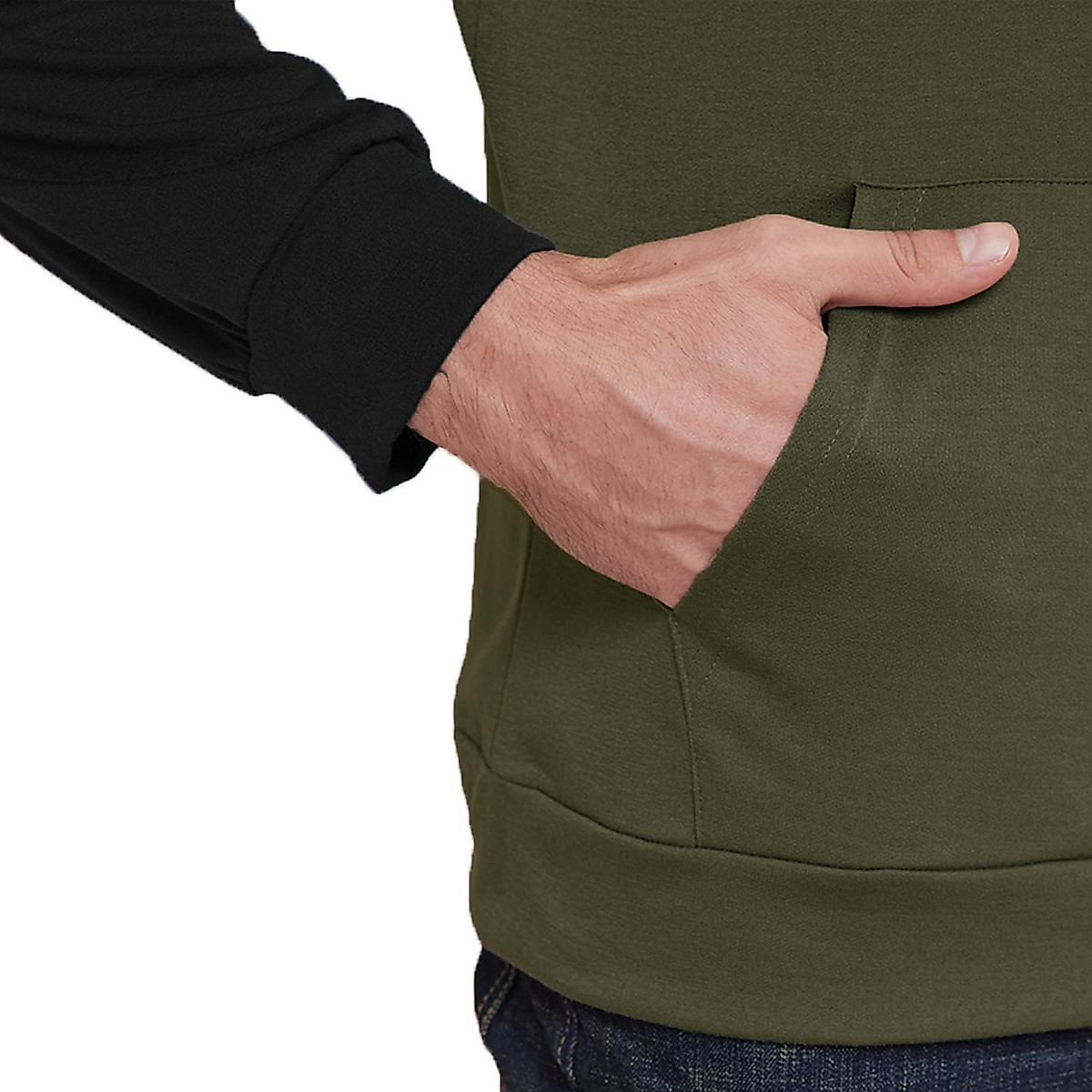 H HYFOL Men's Sweatshirt USA FLAG Patriotic Graphic Polyester Hoodies for Men Pocket Raglan Long Sleeve Sweatshirts(Olive Green,L)