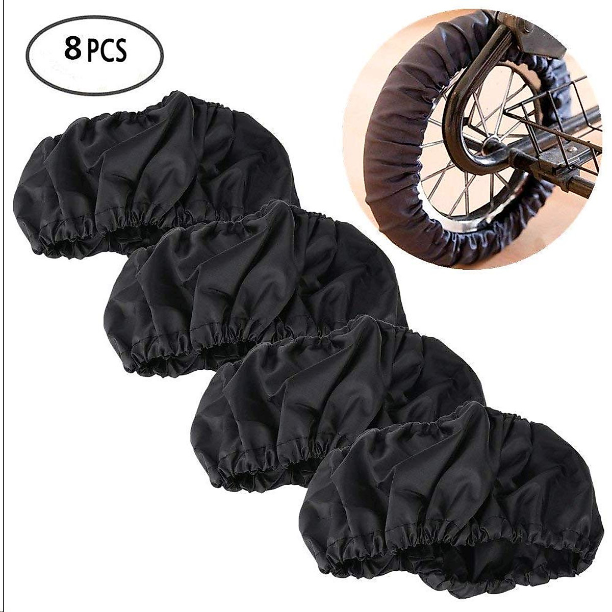 Wheel Cover, 8 Pcs Wheel Case Jogger Wheel Cover Infant Pram Stroller Wheel Cover Wheelchair Wheel Covers Stroller Accessories (L)