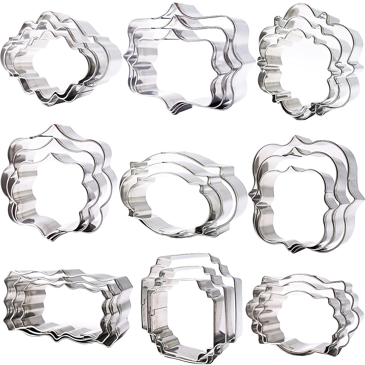Plaque Frame Cookie Cutters Set -Different Frames Plaque and Tiles Cutter Molds for Making Fondant Cake Cookies Biscuit Fruit, Great for Wedding Mother's Day and Birthday Party Decorations (27 Pcs)