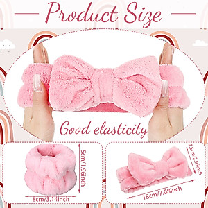 Janmini 36 Pcs Facial Makeup Headbands, Wristbands and Hairbands Set - 12 Solid Hairbands, 24 Flannel Wristbands for Winter Gift