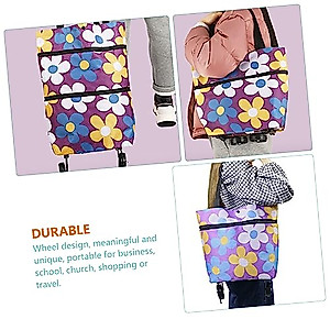 Tofficu Pull Bag Plastic Tote Bag Trolly Cart with Wheels Folding Shopping Cart Folding Cart with Wheels Tote Bag with Wheels Foldable Shopping Cart with Wheels Oxford Cloth Shopping Bag