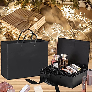 Douria Black Gift Box,9.4x7x3 inches Gift Wrapping Box with Magnetic Lid and Ribbon, for Weddings, Valentine's Day, Birthdays, Christmas, Anniversaries Gift Wrapping Box