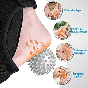 AiBast 2021 New Upgraded Black Night Splint for Plantar Fascitis, Adjustable Ankle Brace Foot Drop Orthotic Brace for Plantar Fasciitis, Arch Foot Pain, Achilles Tendonitis Support for Women, Men