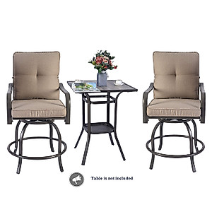 Kozyard Isabella High Swivel Bar Stools/Chair Set for Home Patio, Back Yard, Cafes, Bistro, Restaurants and Chic Bars (Beige)