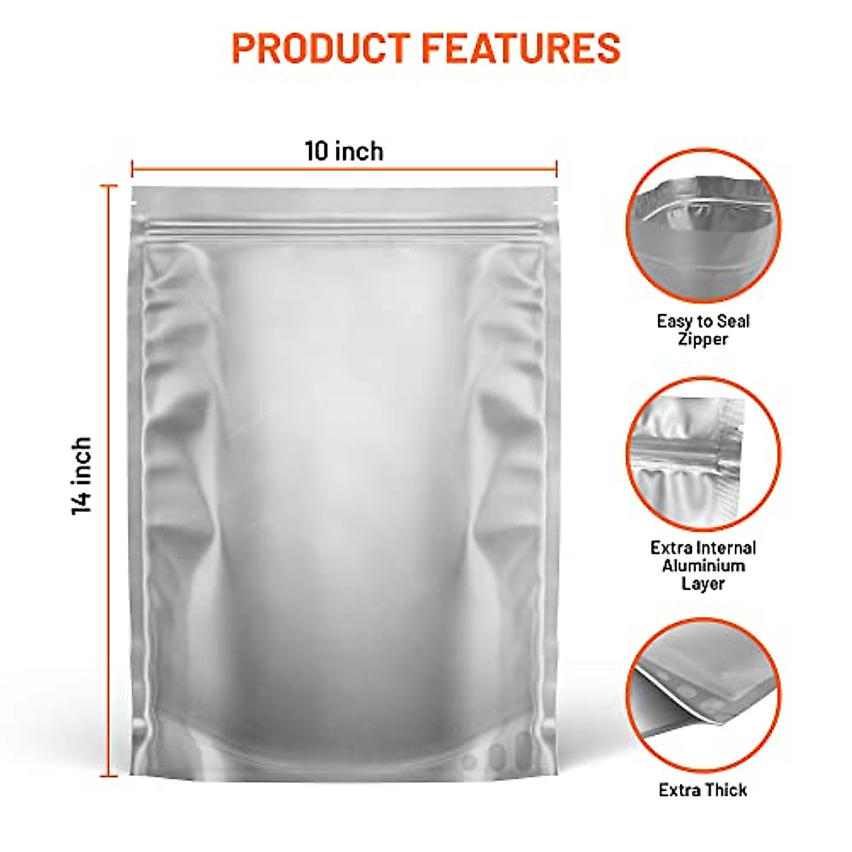 25pc- 1 Gallon Ziploc Mylar Bags with Red Labels - 12 Mil, 10"x 14", Reusable, & Airtight for Long Term Food Storage. Best bags for pantry organization and storage. Many uses around the home.