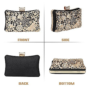 UBORSE Rhinestones Crystal Clutch Purses for Women Evening Bags Wedding Bridal Purse Prom Cocktail Party Handbags Black