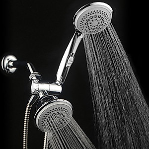 PowerSpa by HotelSpa Top American Brand High Pressure 3-way Luxury Overhead/Handheld Shower Head Combo with 63 Flow Settings, Water Saving Hand Pause Switch and Stainless Steel Hose/Chrome Finish