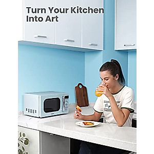 COMFEE' Retro Small Microwave Oven With Compact Size, 9 Preset Menus, Position-Memory Turntable, Mute Function, Countertop Microwave For Small Spaces, 0.7 Cu Ft/700W, Green, AM720C2RA-G