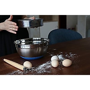 Pack of 2 Danish Dough Whisk Blender Dutch Bread Whisk Hook Wooden Hand Mixer Bread Baking Tools for Cake Bread Pizza Pastry Biscuits Tool Stainless Steel Ring 13.5 inches 0.22 lb/pcs