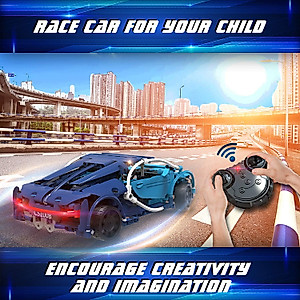 Toti Royal Stem Building Toys for Boys Age 8-12- 419PCS Stem Remote Control Car Building Kit for Kids & Adult - Model Car Kits to Build for Kids 9-12 Great Remote Control Toy Gift for Your Kids (Blue)