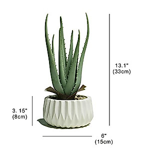 Suntimber Artificial Fake Plant Decor,Aloe Faux Plants in Elegant Ceramic Pot for Bathroom Shelf Decor, Desk Plant for Home & Office Decor - Artificial Fake Succulent Potted