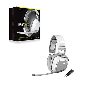 Corsair HS80 MAX Wireless Multiplatform Gaming Headset with Bluetooth - Dolby Atmos - Broadcast Quality Microphone - iCUE Compatible - PC, Mac, PS5, PS4, Mobile - White