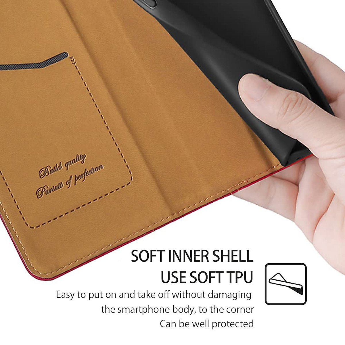 Fansipro Wallet Folio Case for Oppo Reno 2 Z, Premium PU Leather Slim Fit Cover for Reno 2 Z, 1 Card Slot, Unique Design, Red