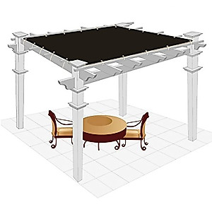 Shatex 90% Shade Fabric Sun Shade Cloth with Grommets for Pergola Cover Canopy Black (10X22ft), 12 Bungee Balls