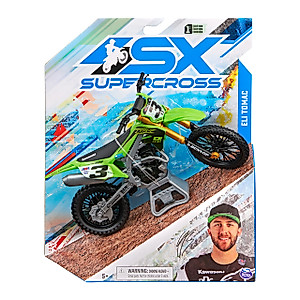 Supercross, Authentic Eli Tomac 1:10 Scale Collector Die-Cast Motorcycle Replica with Display Stand