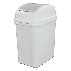 Asking 1.8 Gallon Small Trash Can with Swing-top Lid, Plastic Garbage Bin, Grey