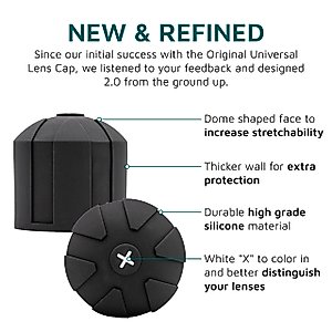 KUVRD Universal Lens Cap 2.0 - Fits 99% DSLR Lenses, Element Proof, Lifetime Coverage, Micro & Magnum (Bundle), 4-Pack