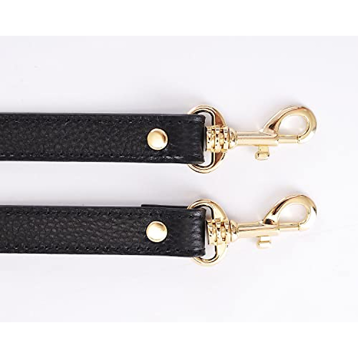 VanEnjoy Pair Full Grain Leather Replacement Strap For Handbags Purse Bags-26“Long,0.71"Wide (Black) (Black)