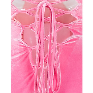 AiMiNa Anime Womens Bunny Costume Girl Suit Costume One Piece Bodysuit Halloween Cosplay Catsuit Bunny Headband Stockings Set(Pink S)