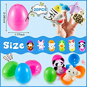 40 Pieces Finger Puppets Filled Easter Eggs Valentine's Day Gifts Mini Cartoon Animal Puppets Easter Basket Toys Soft Plush Dolls Props Filled Colorful for Easter Party Basket Stuffers Valentine's Day