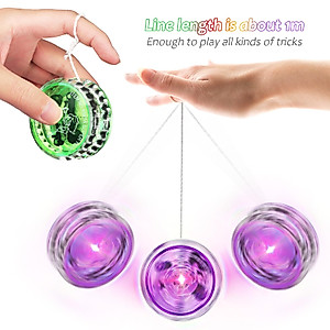 Toyvian Glow in the Dark Light Up Yo-Yo Set for Kids - 6 Pcs LED Light Up Yo Yo Ball Bulk, Flashing Plastic Entertaining Responsive Ball for Beginner Kids Birthday Party Goodie Bag Fillers