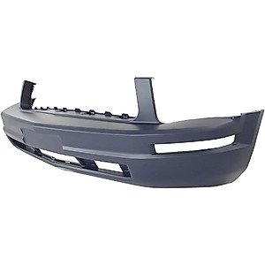 Evan Fischer Front Bumper Cover Compatible with 2005-2009 Ford Mustang, Primed For Models With Fog Light Holes With turn signal light holes With Pony Package FO1000574