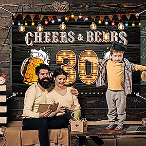 HAMIGAR 6x4ft 30th Birthday Anniversary Banner Backdrop - Cheers and Beers to 30 Years Birthday Anniversary Decorations Party Supplies