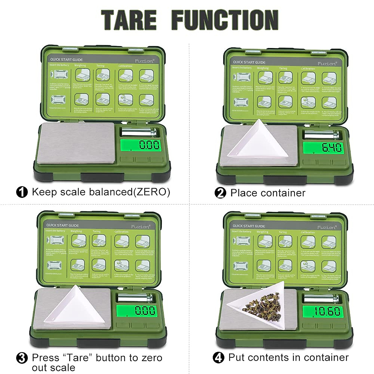 Fuzion Digital Pocket Scale 200g/0.01g, Gram Scale with Tare, Powder Herb Scale with 50g Cal Weight, Mini Jewelry Scale for Arrows, Herb, Travel, Small Projects