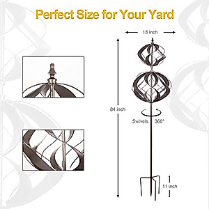 LimeHill Wind Spinner for Yard Garden - Kinetic 3D Metal Wind Spinners for Outdoor Decorations (Copper, 84 Inches)