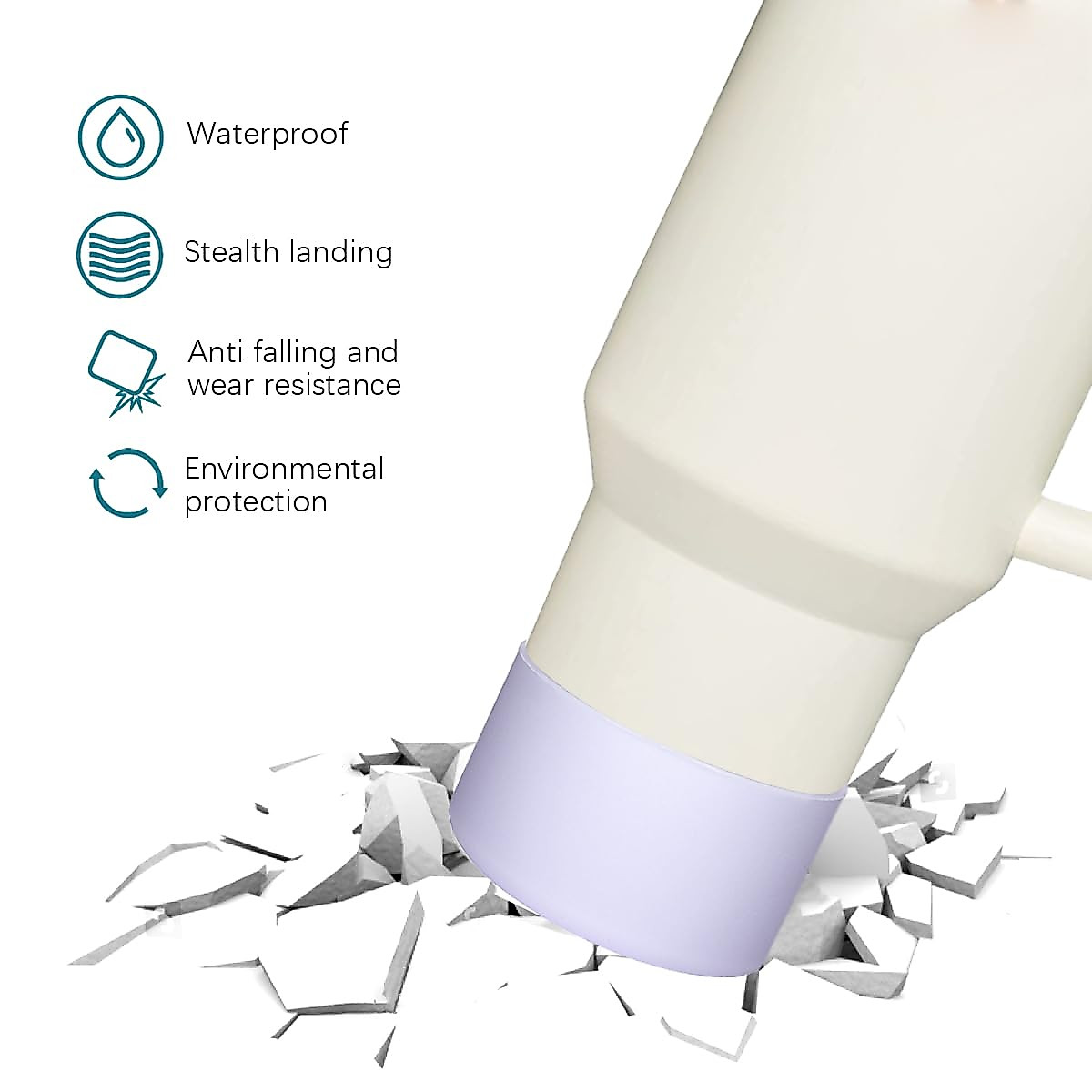 HEYSKAY 2pcs Protective Flask Silicone Boot Cover Base for 20-40oz Stanley Tumbler, 12-24oz Hydro Flask Water Bottle. Compatible with All Water Bottles with Bottom Width of 2.85in